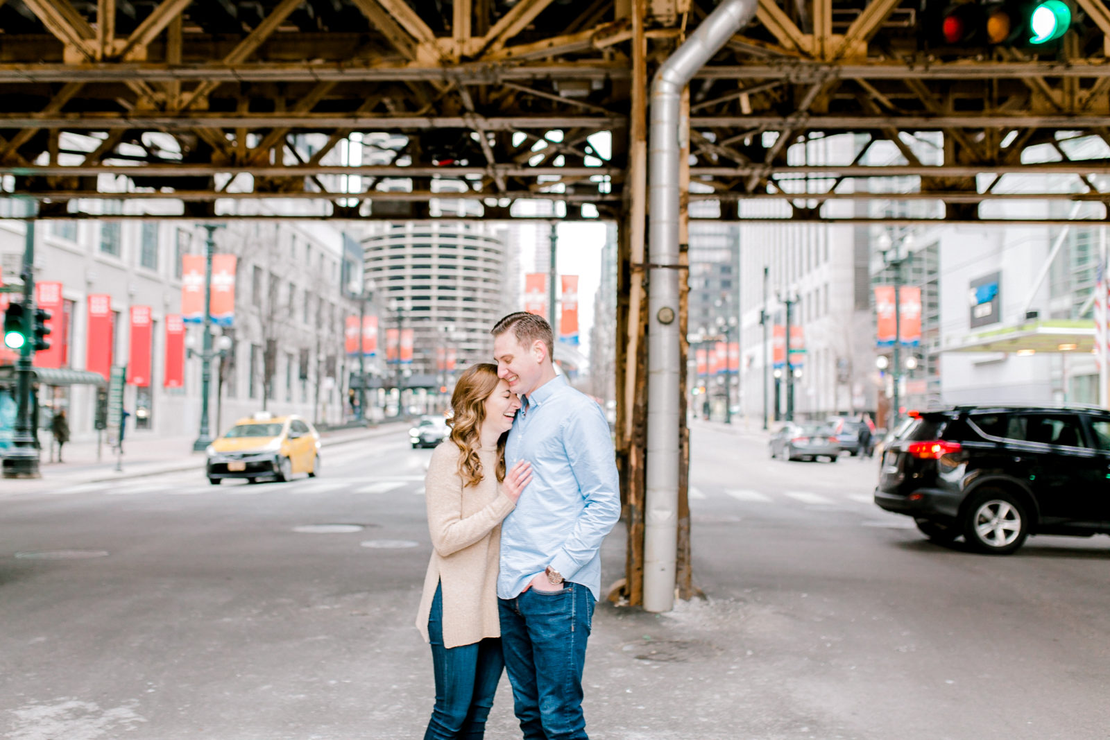 Chicago downtown romantic spring engagement session