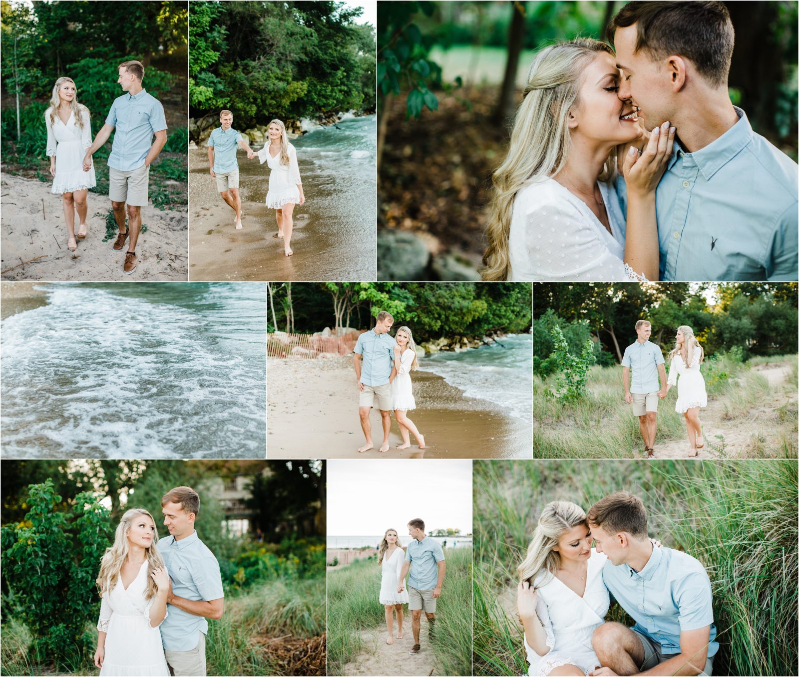 Lighthouse beach Evanston sunset engagement session