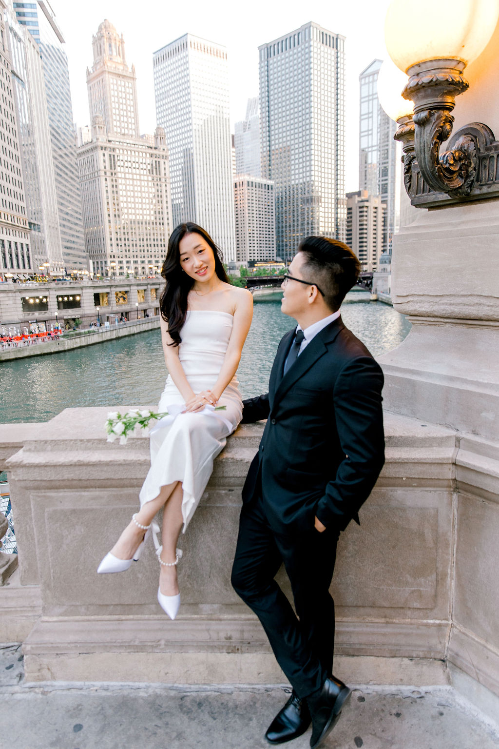 North Ave and Wrigley Building Chicago Engagement Session