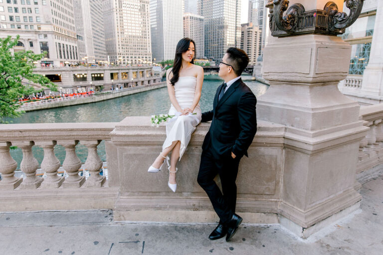 North Ave and Wrigley Building Chicago Engagement Session