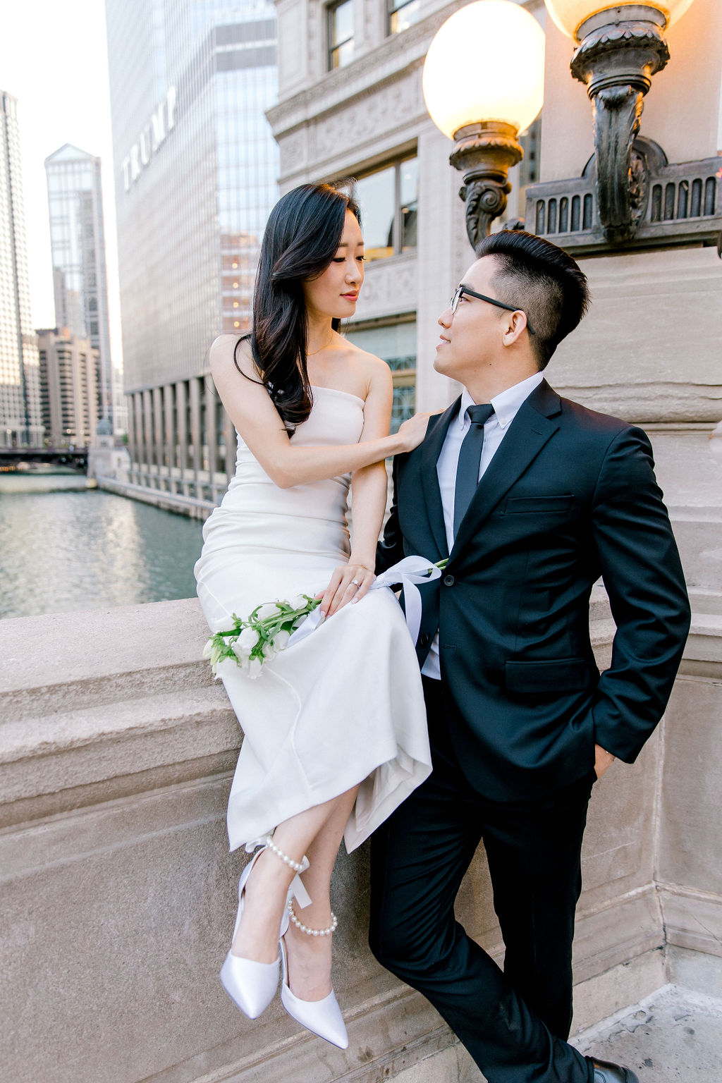 North Ave and Wrigley Building Chicago Engagement Session